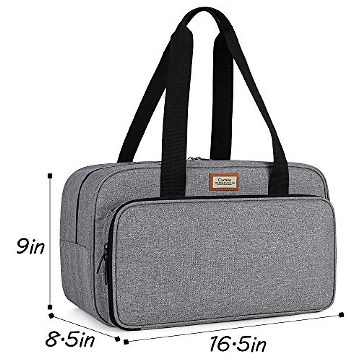 CURMIO Yarn Storage Bag, Knitting Tote Bag for Crochet Hooks, Knitting Project and Accessories, Ideal for Crochet Beginners and Knitting Lovers, Bag Only, Gray