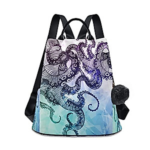 ALAZA Abstract Octopus Fish Animal Women Backpack Anti Theft Back Pack Shoulder Fashion Bag Purse