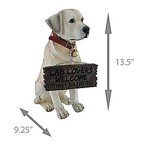 Labrador Retriever Garden Welcome Statue Reversible Sign Don't Stop Retrievin