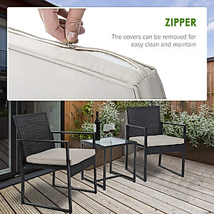 FDW Outdoor Patio Furniture Set,3 Pieces Wicker Modern Bistro Set Conversation Sets with Coffee Table for Yard and Bistro