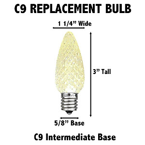 Novelty Lights 25PK C9 LED Faceted Ultra Bright Dimmable Outdoor Christmas Light Replacement Bulbs LED Replacement Bulbs, Led Bulbs, Outdoor Light Bulbs String Light Bulbs 3000K (Warm White)