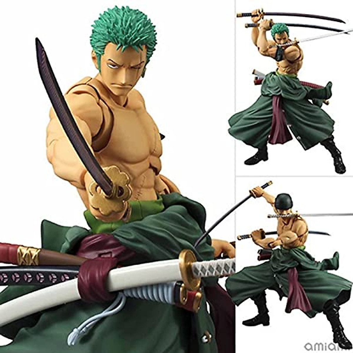 HOUYSA Japanese Animation Integrated Rolonoa Zoro Statue Fighting Version. Pirate King Three Knife Flow Movable Solon PVC Action Model Series Cool Stunt Doll Toys