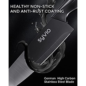 syvio Knife Sets for Kitchen with Block, Kitchen Knife Sets 14 Piece with Built-in Sharpener, Kitchen Knives for Chopping, Slicing, Dicing&Cutting