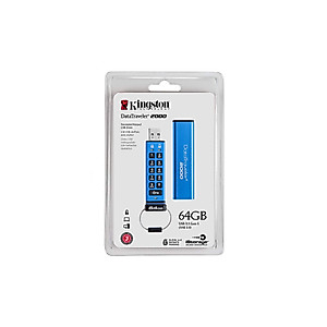 Kingston Digital 64GB DT2000 Keypad USB 3.0, 256bit AES Hardware Encrypted (DT2000/64GB)