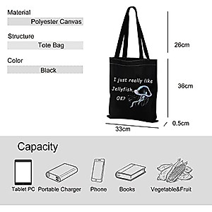 VAMSII Jellyfish Tote Bag I just really Like Jellyfish OK Funny Jellyfish Gifts for Jellyfish Lovers Sea Animal Gifts (I just really like Jellyfish, OK?)