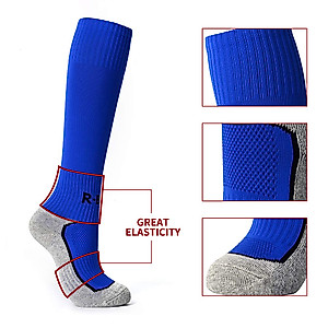 AII 5 Pairs Kids Soccer Socks Boys Girls High Tube Long Knee Athletic Football Socks (4-18 Years) color mess (multicolored, Large)