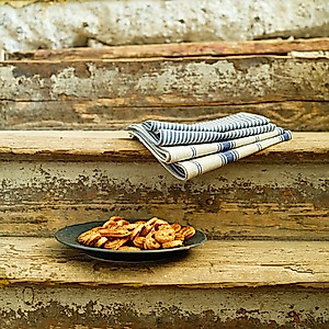 LinenMe Set of 2 Tea Towels Blue Striped Linen Cotton Jazz, 19 x 28