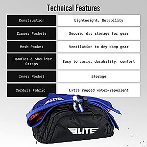 Elite Sports Warrior Series Boxing Mma Bjj Gear Gym Duffel Backpack Bag, Large