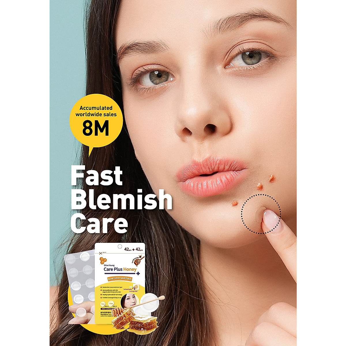 OLIVE YOUNG Care Plus Honey Scar Cover Korean Spot Pimple Patches 1Pack(84 Count) - Hydrocolloid Patch, Spot Stickers for Acne Pimple Blemishes and Zits, Contains Manuka Honey(10mm*60ea + 12mm*24ea)