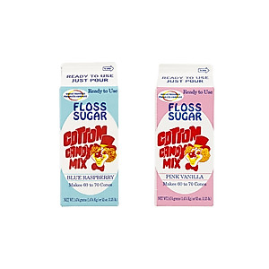 Cotton Candy Set- Includes 1 Carton Each Blue Raspberry and Pink Vanilla - Also Includes 100ct Cotton Candy Cones