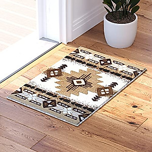 Concord Global Trading South West Native American Area Rug Design C318 Ivory (24 Inch X 40 Inch)