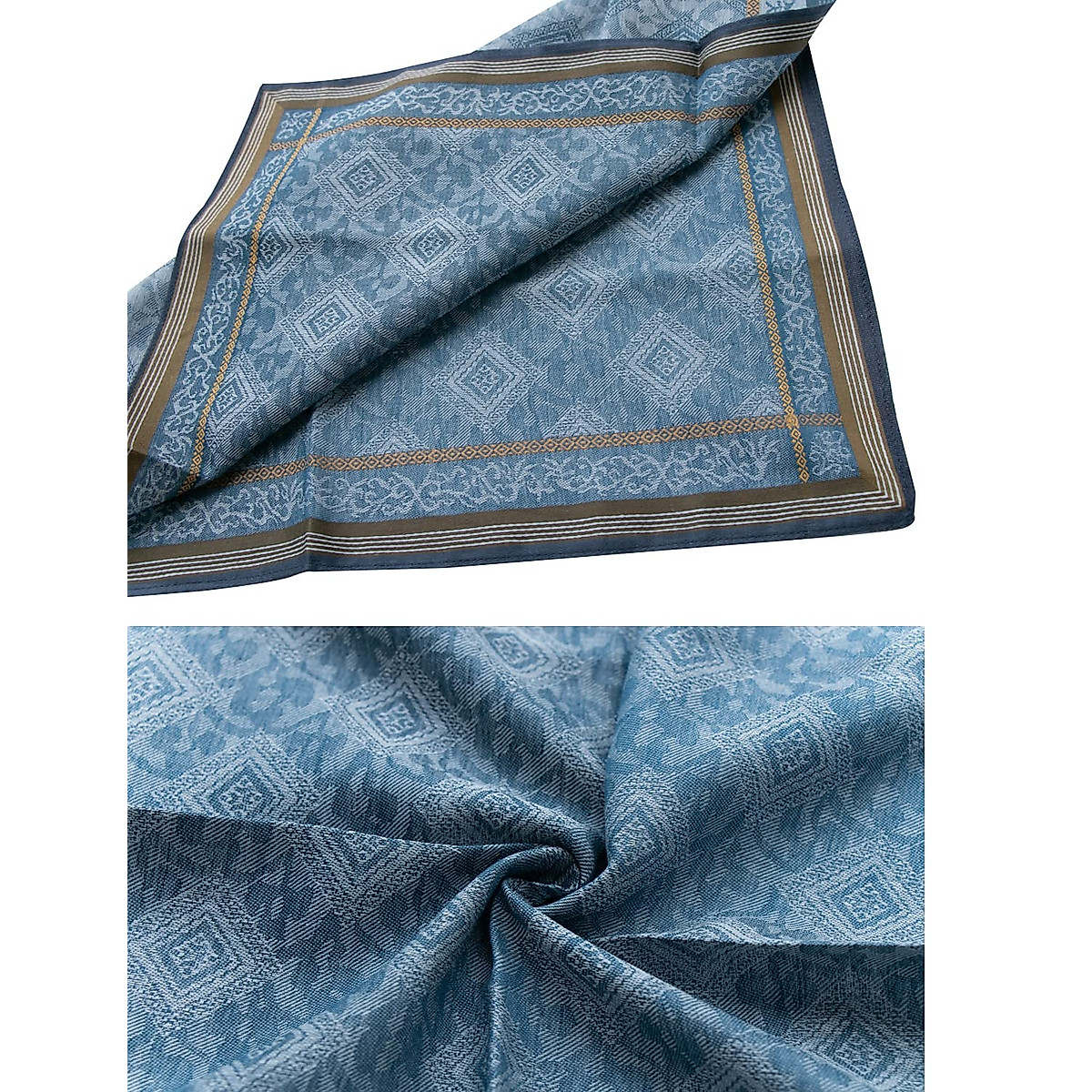 Mens Soft Cotton Handkerchiefs Old-fashioned Jacquard Pattern Assorted Pack 3PCS