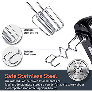 Hand Mixer, MOSAIC Handheld Cake Mixer Electric, 3 Speed Powerful Mixer for Egg White Cream Whipping Mixing Cookies, Brownies, Dough, 4 Stainless Steel Accessories Cord & Attachments Storage