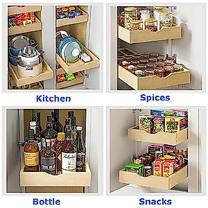 ALINE FURNITURE Pull Out Drawers for Cabinets Wood, 20" W X 21" D Slide Out Drawers for Kitchen Cabinets, Pull Out Shelves, Roll Out Drawers for Pantry Cabinet Organizer