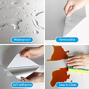 Cre8tive 24" x 118" Wide Silver Aluminum Foil Contact Paper Peel and Stick Waterproof Oil Proof Stainless Steel Wallpaper Heat Resistant for Kitchen Stove Backsplash Renovation Fridge Dishwasher Decor