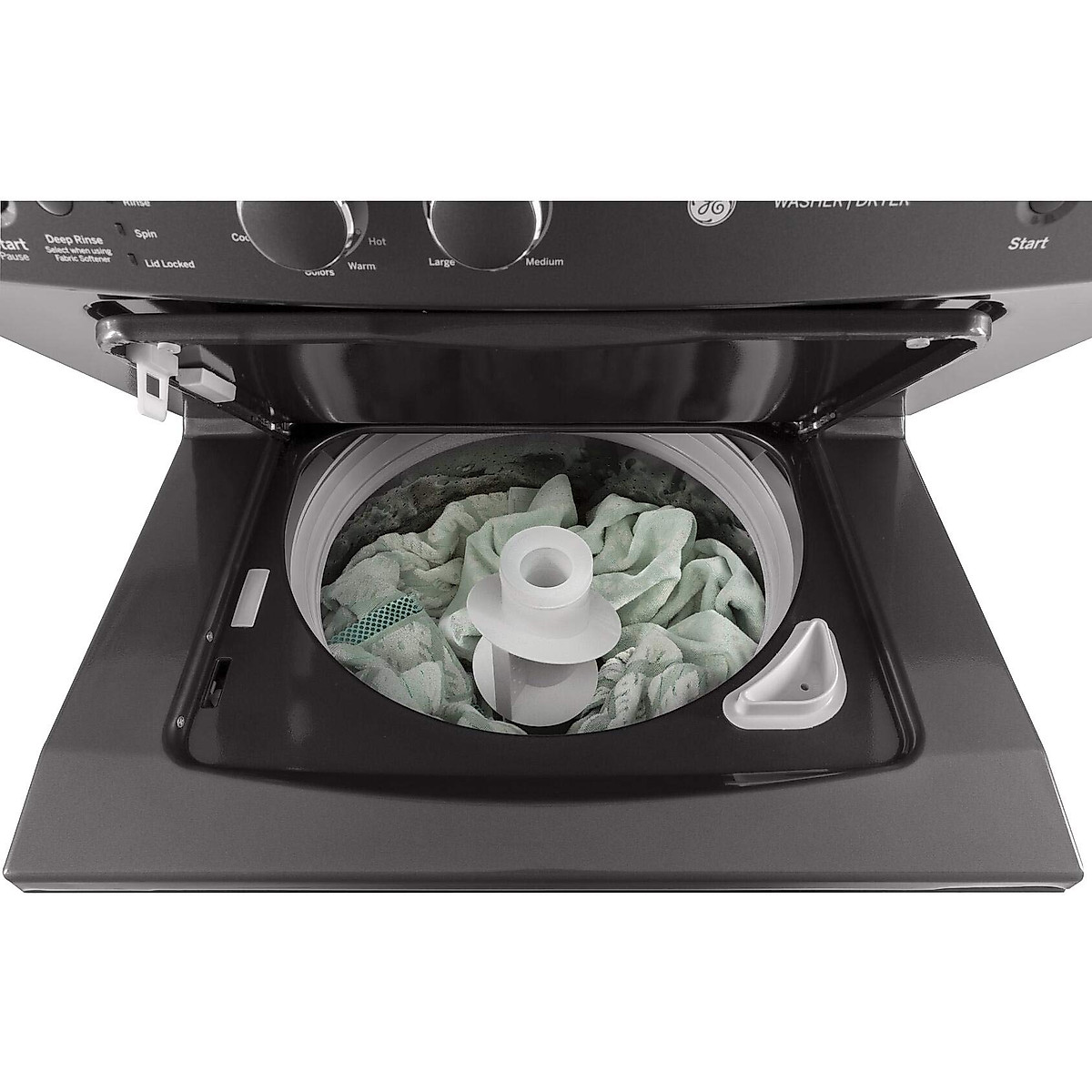 GE GUD27GSPMDG Spacemaker Series 27 Inch Gas Laundry Center with 3.8 cu. ft. Washer Capacity in Diamond Gray