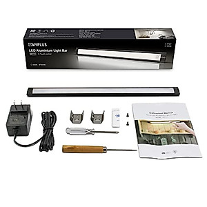 MYPLUS Under Cabinet Lights, 12" Touch Activated and Dimmable Aluminum LED Bar for Kitchen, Workbench and Desk, Warm White 3000K, Plug-in, Black.