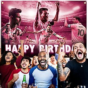 5x3FT Pink Soccer Star Happy Birthday Banner, Soccer Star Birthday Decorations, Soccer Star Party Decorations, Soccer Star Party Supplies Photography Decorations