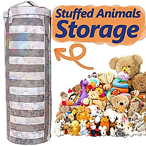Stuffed Animal Storage Bean Bag Cover for Kids - Organize, Sit, Play & Box Help Promote Comfort and Relaxation - Perfect Playroom & Bedroom Plush Toys Beanbag, Cylinder, Best Gift for Kids