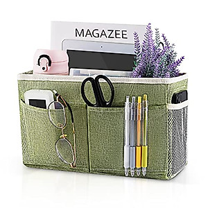 Frjjthchy Bedside Caddy Bed Caddy Hanging Storage with Water Bottle Holder for Bunk Bed Hospital Bed Dorm Rooms (Tea Green)