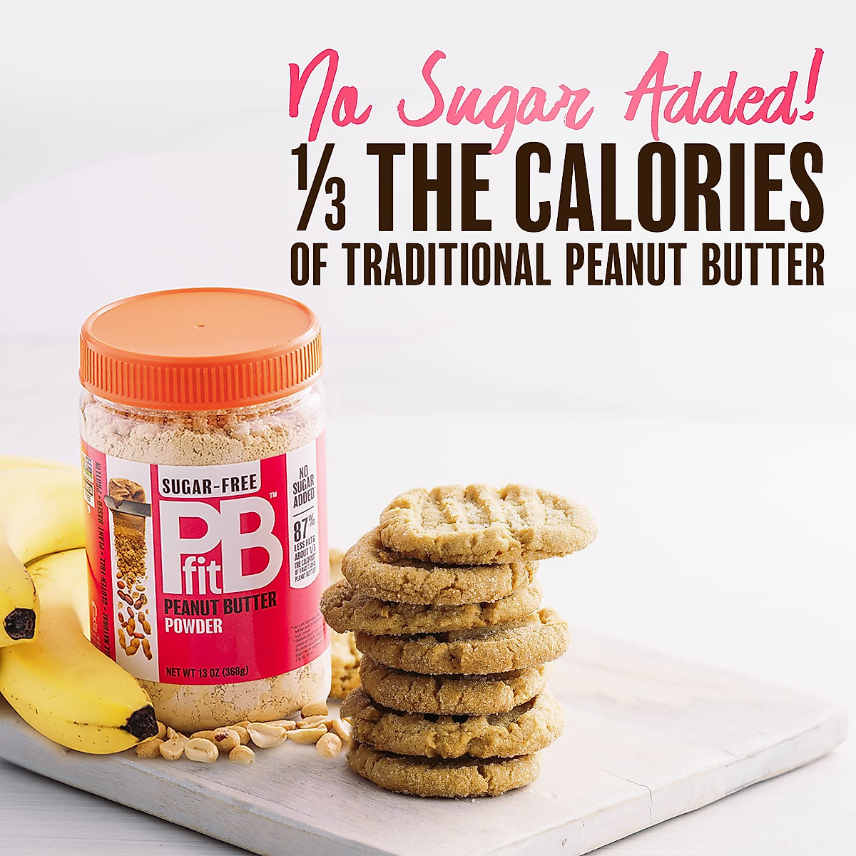 PBfit No Sugar Added, Made with Erythritol and Monk Fruit, All-Natural Peanut Butter Powder from 368g (13 Ounces)