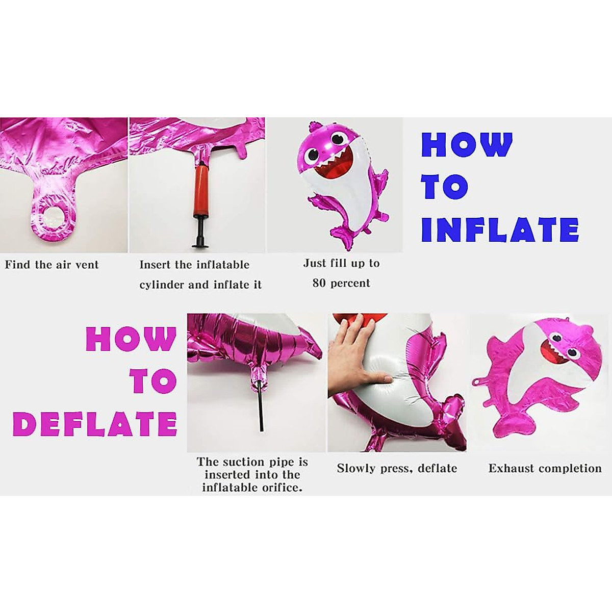 TUHI Products Shark Party Supplies for Baby, Helium baby shark party balloons, Birthday Decorations Baby Shower Party Supplies (10 pcs)