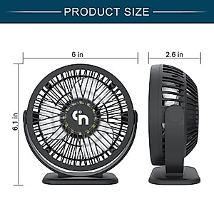 WayToLight 5.3 Inch Small Desk Fan with LED Light, 3 Speeds, USB Powered Table Fan, 360° Rotation Desktop Fan, Ultra Quiet, Mini Personal Fan for Office,Table, Study, Bedroom