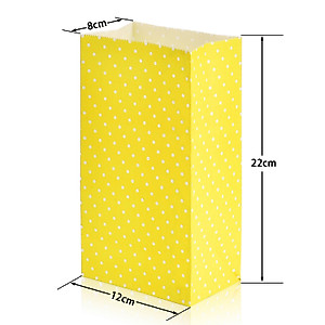 BBTO 24 Pieces Dot Paper Bags Party Gift Grocery Bag Lunch Flat Bottom Craft Paper Bags, Multicolor