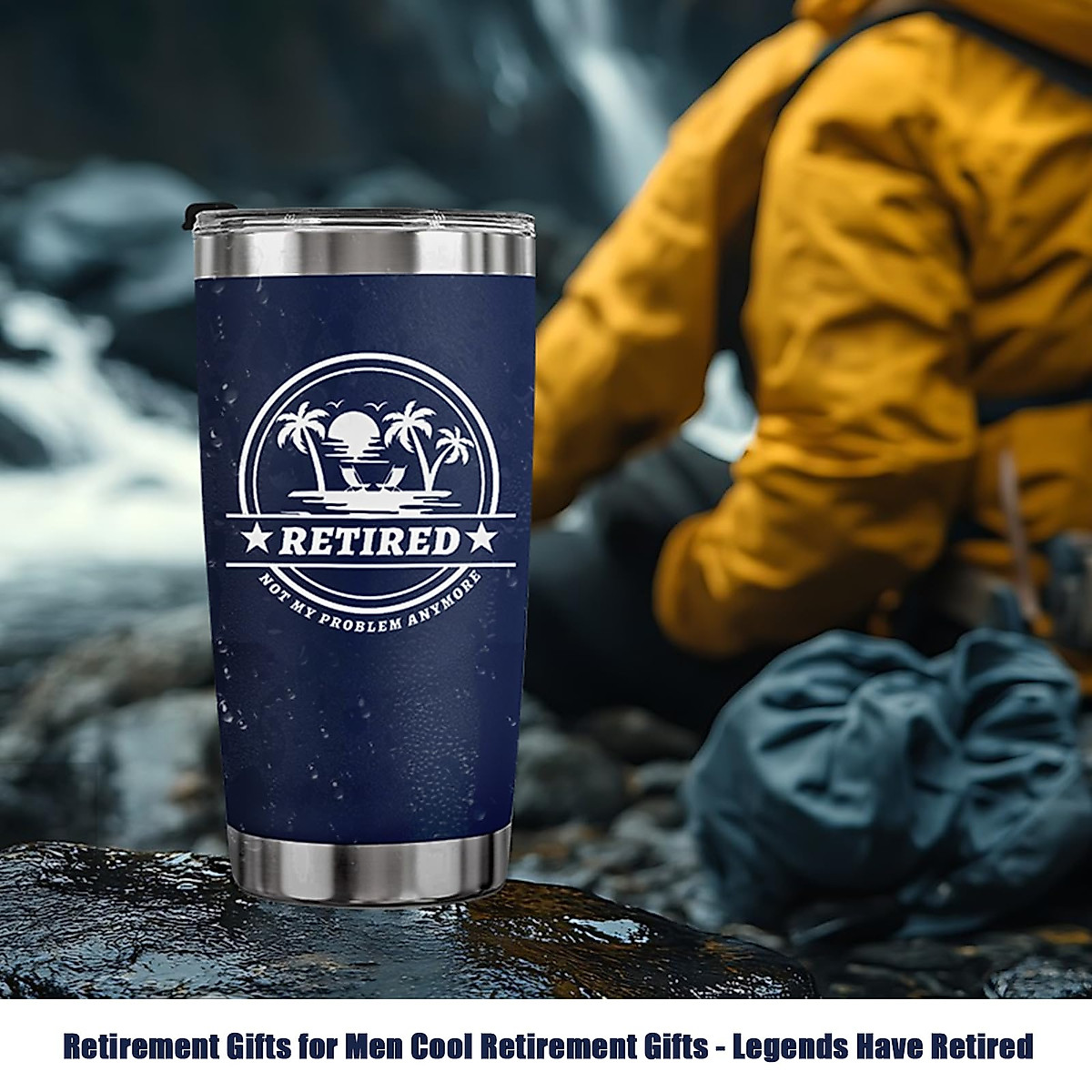 Zeiniua Retirement Gifts for Men, Best Retirement Gifts for Teachers Coworkers Boss, Retired Gifts for Men, Happy Retirement Gifts for Men, Funny 20oz Retirement Coffee Tumbler Cup (Navy)