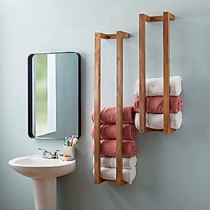 Linon Twombly Wooden Wall Mount Towel Rack (Set of 2) White