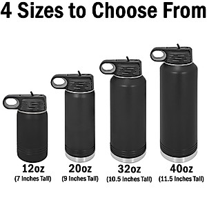 LaserGram Personalized Water Bottle, Elk, Stainless Steel Double Wall Vacuum Insulated with Flip Top Straw, Custom Engraved Gift (12oz / 335ml Navy Blue)