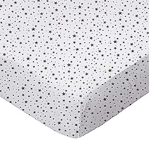SheetWorld Fitted Pack N Play Playard Sheet Compatible with Maxi COSI Swift Play Yard 31 x 39 inches, 100% Cotton Jersey, Hypoallergenic, Butter Soft, Gray Stars, Made in USA
