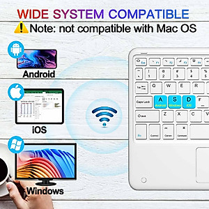 TOPIPRO Bluetooth Keyboard, Slim 7 Colors Backlit Wireless Bluetooth Keyboard with Touchpad Built in Rechargeable Battery for iOS Android Windows Tablets PC Smartphone