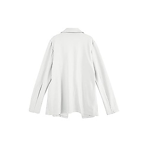 Womens Casual Long Sleeve Blazers Solid Color Knit Blazer Work Office Open Front Blazer Jacket White