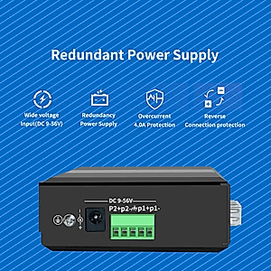 4-Port Hardened Industrial Gigabit 2+ Managed DIN-Rail Switch, 4x10/100/1000 Base-TX +2x1000Base-FX SFP 6X, Network Ethernet Gigabit Not with PoE+ Switch
