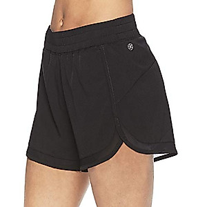 Gaiam Women's Warrior Yoga Short - Bike & Running Activewear Shorts - 3 Inch Inseam - Black Mesh Short, Large