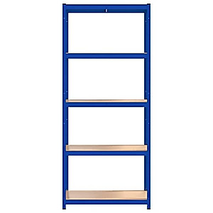 vidaXL Industrial Style 5-Layer Storage Shelves, 3-Piece Set, Blue - Galvanized Steel, Engineered Wood and Plastic for Residential and Commercial Use