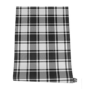 Self Adhesive Vinyl White and Black Plaid Shelf Drawer Liner Paper Wallpaper for Kitchen Bathroom Cabinets Dresser Drawer Table Cupboard Furniture Walls Arts Crafts 17.7x117 Inches
