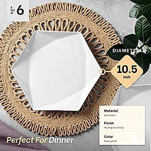 MITBAK 10.5" Bone China Dinner Plates | Set of 6 Elegant Diamond Shaped Natural White Dinnerware Set For Dinner, Holidays, Restaurant, Salad, Dessert | White Dishes Make An Excellent Gift Idea