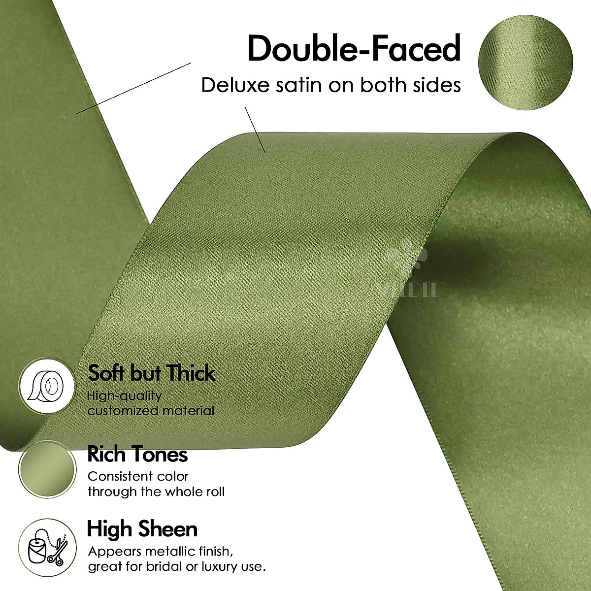 MEEDEE Moss Satin Ribbon 2 Inch Dark Green Ribbon Lux Satin Double Faced Ribbon by 25 Yards Silk Ribbon Green Satin Ribbon for Gift Wrapping, Satin Weddings, Flower Bouquet, Holiday Decorating