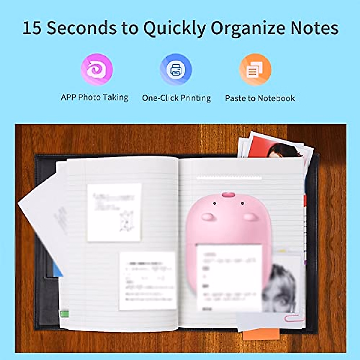 LIUYUNQI 200dpi Mini Pocket Printer Portable Thermal Printer Photo Picture EList Receipt Printer BT (Color : Blue)