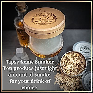 Tipsy Genie Alcohol Infuser Cocktail Smoker Kit with Four Wood Chips for Whiskey, Bourbon, and Cocktails. Old Fashioned Drink Smoker Kit., 6.5x6x2.5