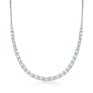 Ross-Simons 8.80 ct. t.w. Aquamarine Graduated Necklace in Sterling Silver. 16 inches