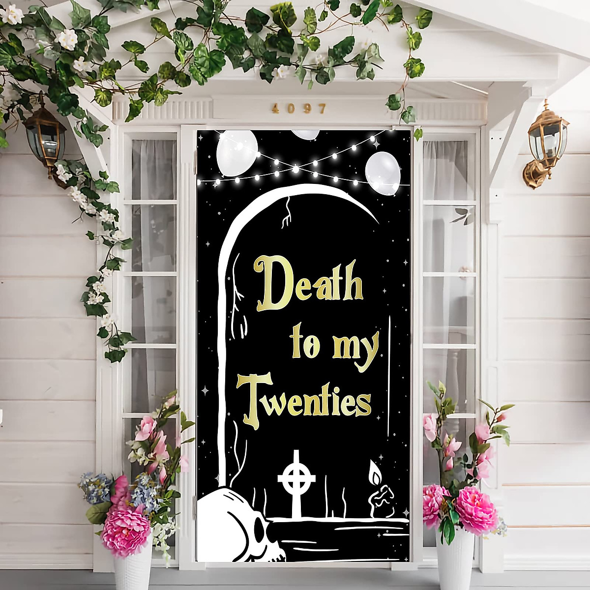 INNORU Death to My Twenties Door Banner Decor, Happy 30th Birthday Party Decor, RIP to My 20s Party Photo Booth Backdrop Background Supplies