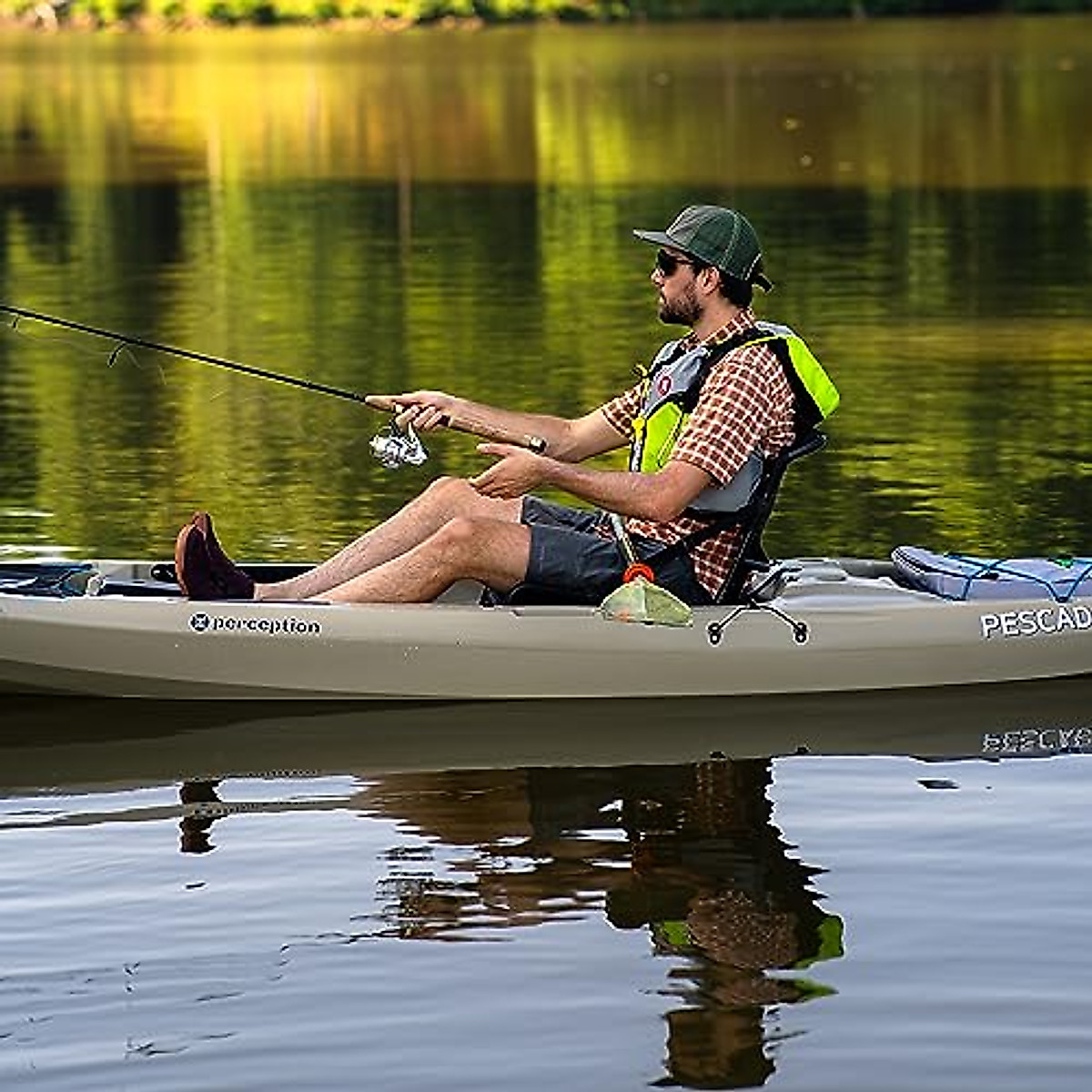 Perception Kayaks Pescador Pro 10 | Sit on Top Fishing Kayak with Adjustable Lawn Chair Seat | Large Front and Rear Storage | 10' 6" | Moss Camo