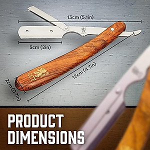 The Cambridge Cutthroat® Cut Throat Razor Kit with Blades & Travel Pouch - Missanda Hardwood & Stainless Steel Professional Barber Shaver Men - Straight Edge Moustache & Beard Shaper