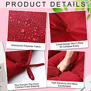 Chunful Back Chair Cushion Outdoor Indoor Tufted Seat/Back Patio Seating Cushions Waterproof Weather Resistant Patio Rocking Pads for Outdoor(Wine Red,2 Pcs)