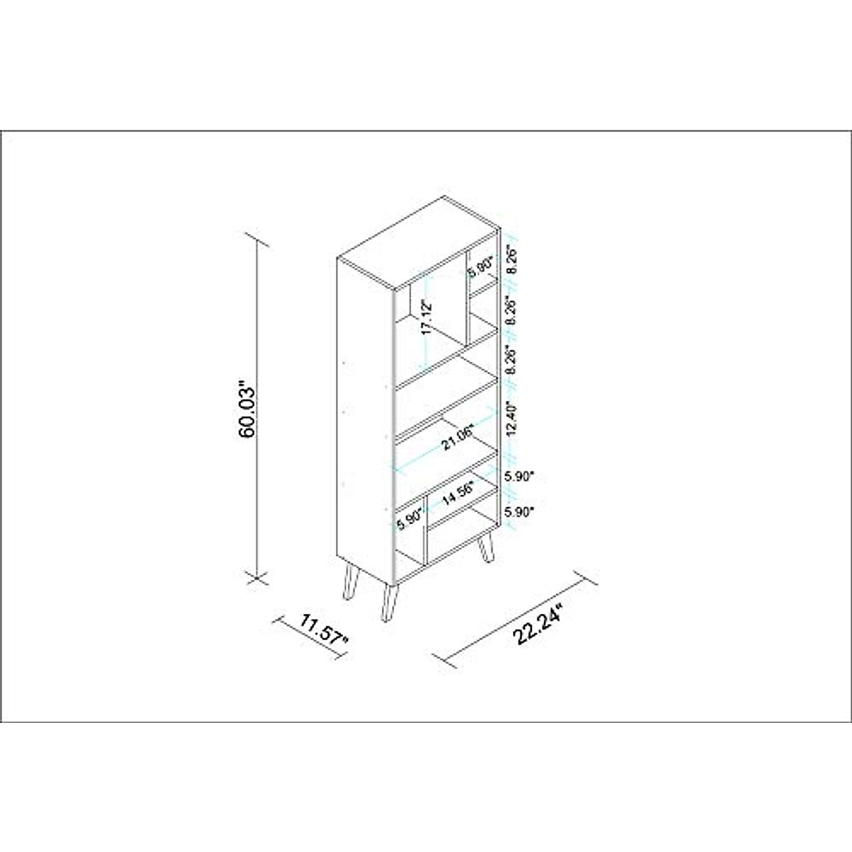 Manhattan Comfort Warren Modern Home Office 8 Shelves Tall Bookcase 1.0, White