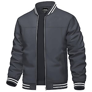 TACVASEN Varsity Jacket Men Men's Jackets With Inside Pockets Men's Lightweight Flight Bomber Jackets Men's Bomber Jackets Windbreaker Spring