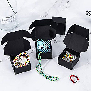 NIGNYA Black Favor Boxes, Tiny Gift Boxes for Presents, Small Kraft Gift Box 2.16x2.16x0.98 inch, 50 Pack Black Box with Lid for Favors, Ornaments, Candy, Tiny Items, Small Business